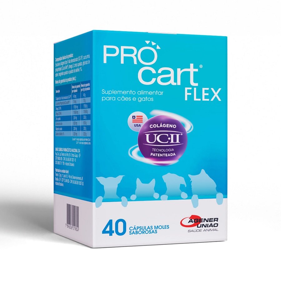Suplemento Agener União Procart Flex para Cães e Gatos 40 Cápsulas ...